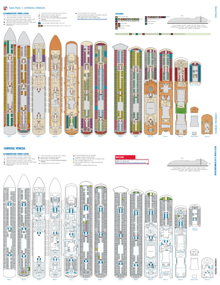 Carnival Venezia Deck Plan PDF | PDF | Deck (Ship) | Water Transport