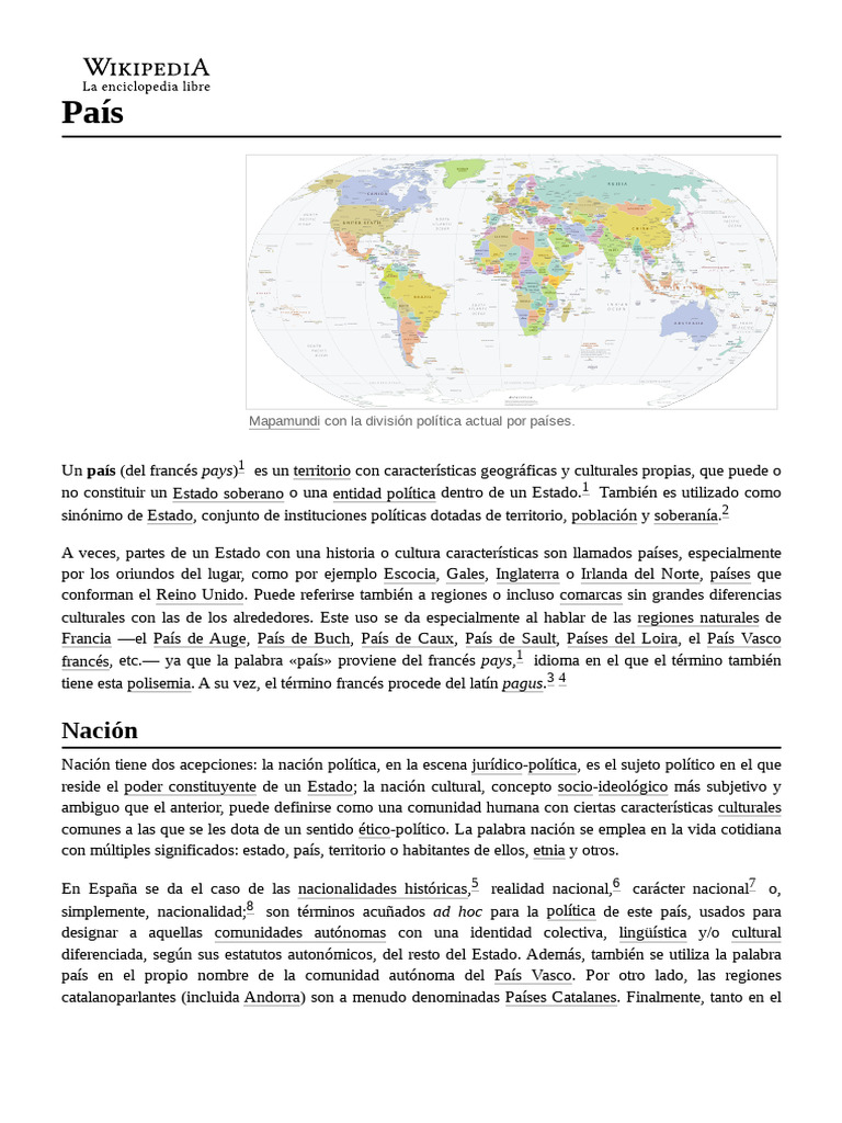 Definición y características de un país | PDF | Relaciones ...