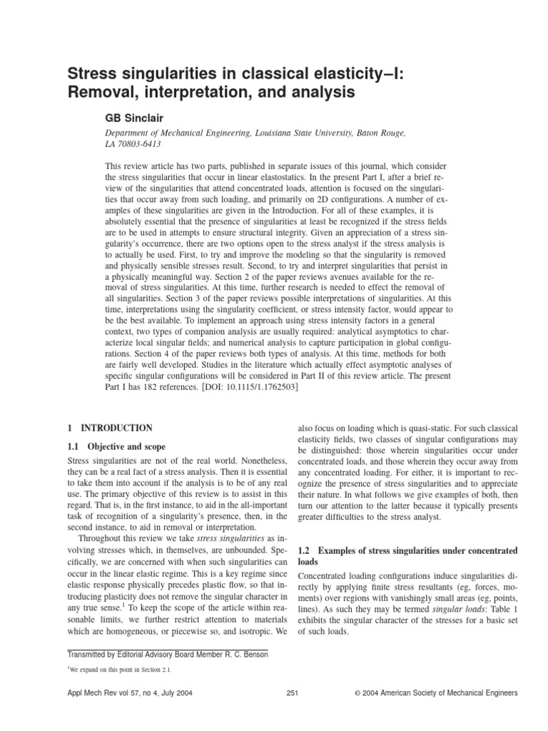 Stress Singularities in Classical Elasticity Removal Interpretation and ... Stress Singularities in Classical Elasticity Removal Interpretation and ...