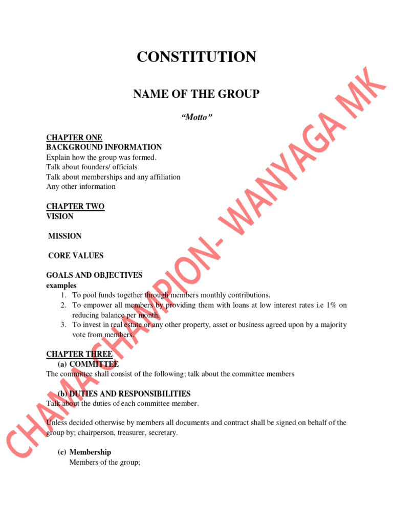 Chama Constitution and Regulations Sample | PDF | Interest | Loans