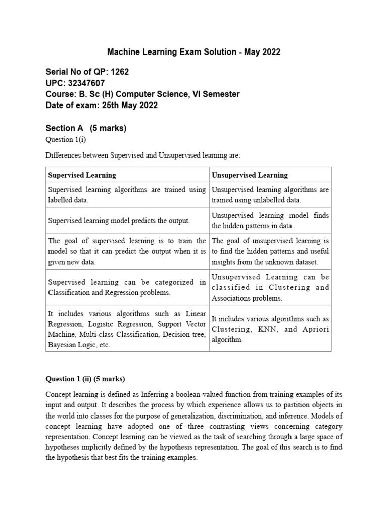 Machine Learning PYQ 2022 Ans | PDF | Machine Learning | Support Vector Machine