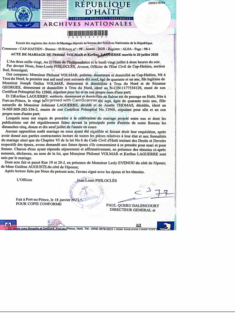 Extrait D Archives | PDF