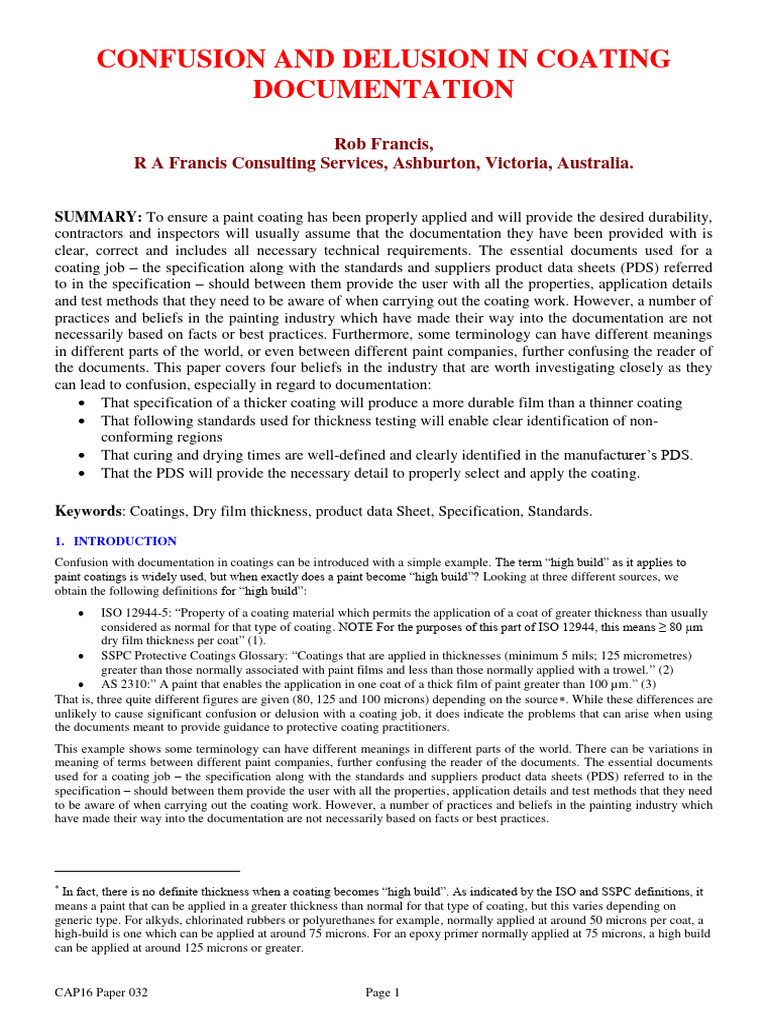 Delusions in Coating Documentation | PDF | Paint | Coating