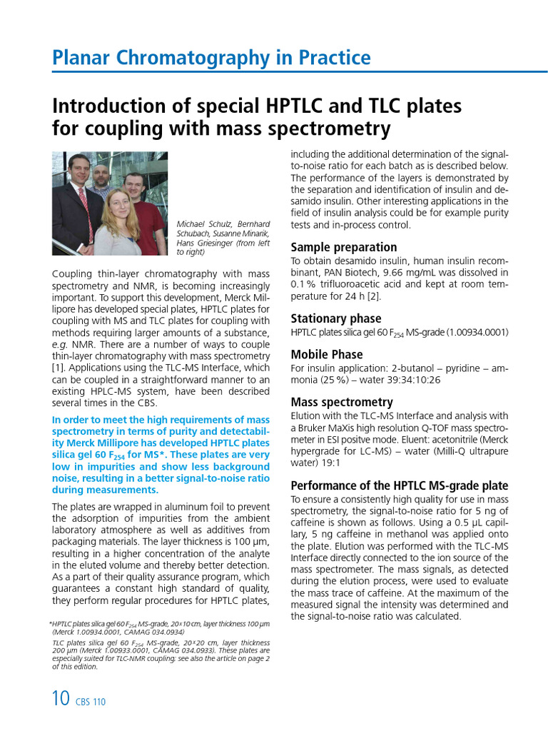 Introduction of special HPTLC and TLC plates for coupling with mass ... Introduction of special HPTLC and TLC plates for coupling with mass ...