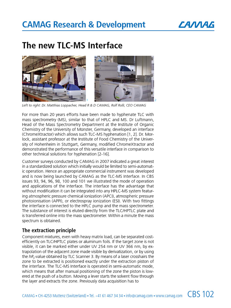 CBS102 TLC-MS Interface | PDF | Mass Spectrometry | High Performance Liquid Chromatography