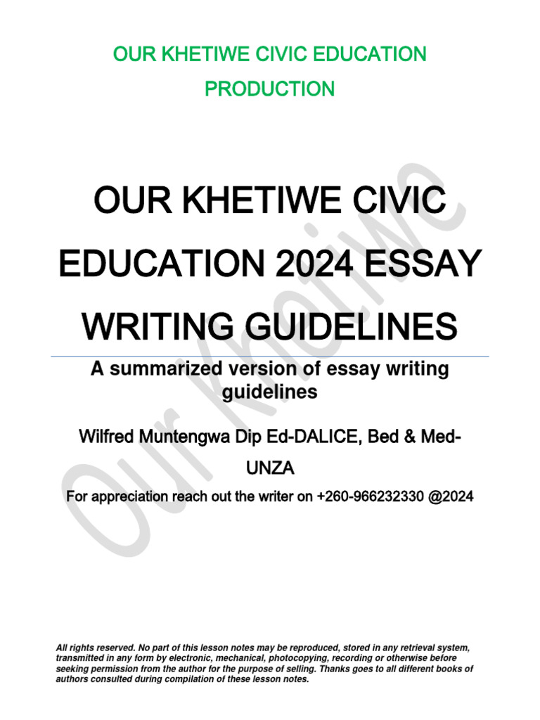 Our Khetiwe Essay Writing in Civic Education 2024 | PDF | Governance ...