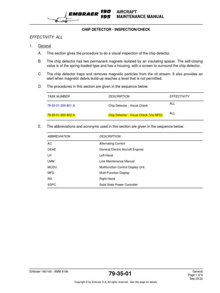 Amm Chip Detector - Inspection Check | PDF | Power Supply | Electrical ...