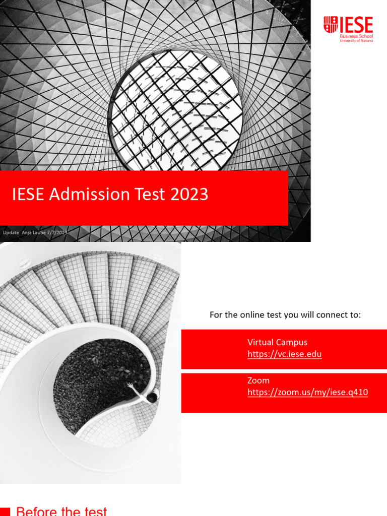 IESE Admission Test Guidelines 2023 | PDF | Computing | Cyberspace