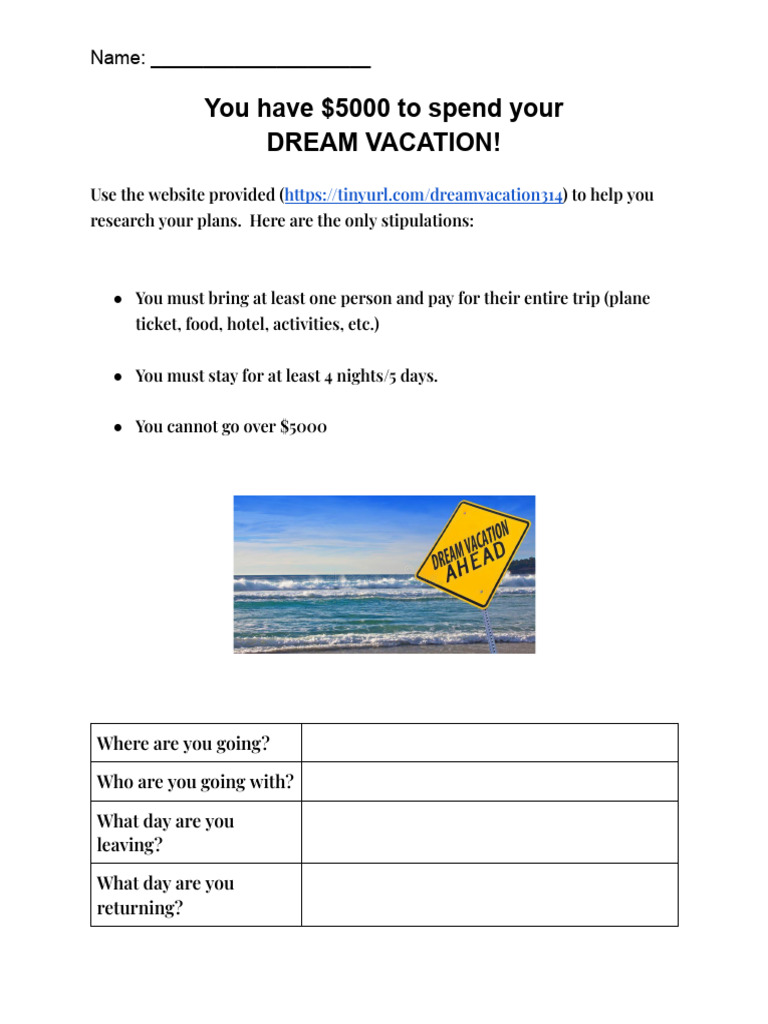 Dream Vacation Budget Planner Guide | PDF