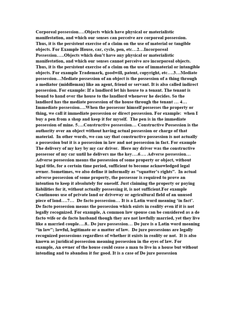 Different Types Of Possession