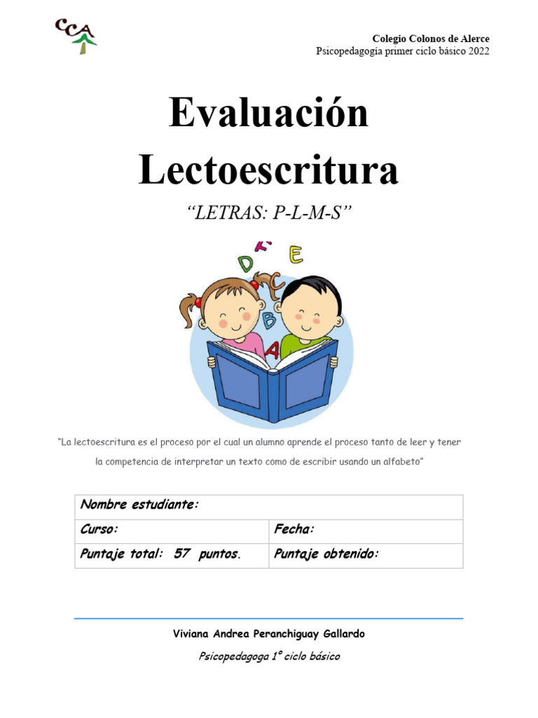 Evaluacion Lectoescritura 24-11 | PDF