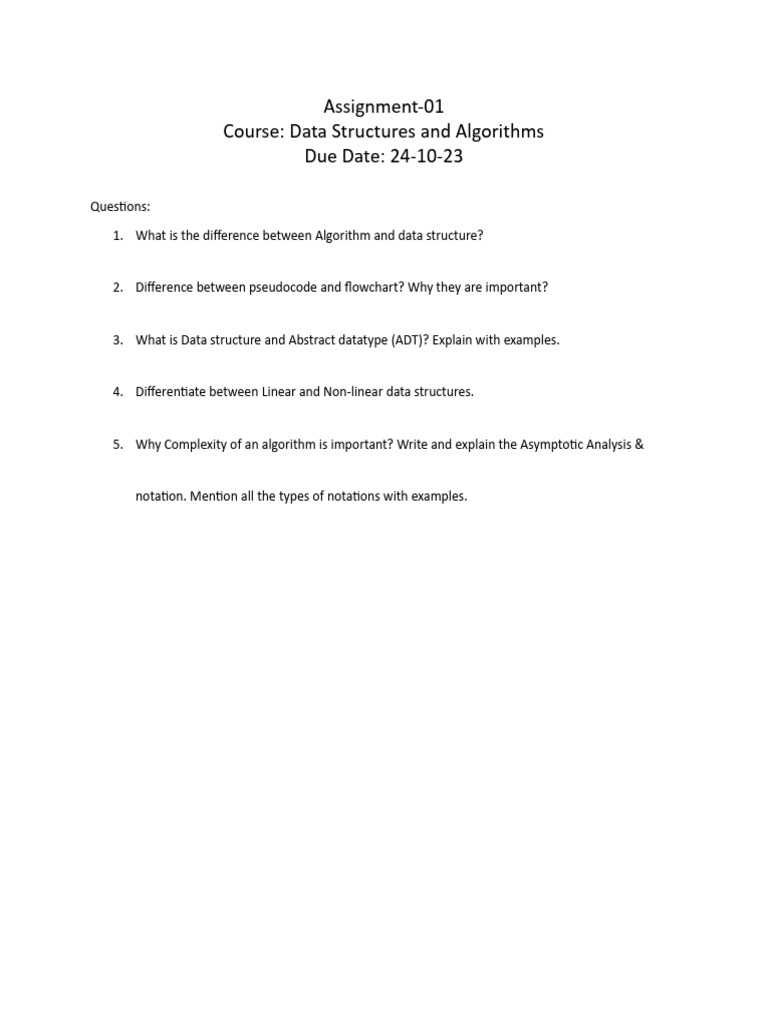 Assignment 1 DSA | PDF