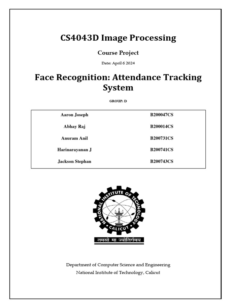 Group D - IP Project Report | PDF | Statistical Classification ...