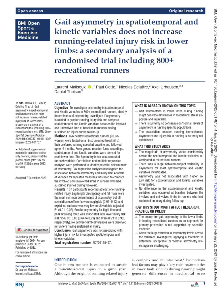 Gait Assymetry In Spatiotemporal And Kinetic Variables Does Not