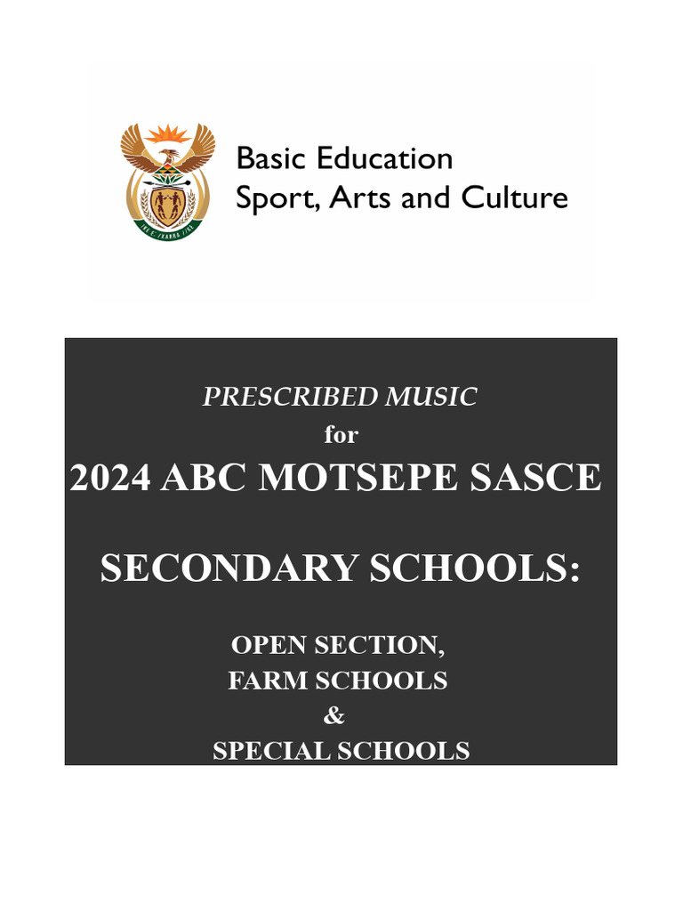 2024 ABC MOTSEPE SASCE SECONDARY OPEN SECTION 2 | PDF | Vocal Music ...