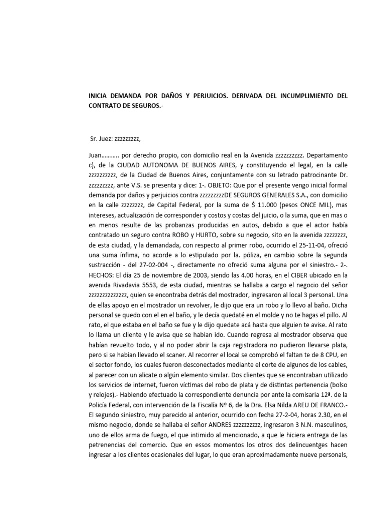 Inicia Demanda Por Daños y Perjuicios | PDF Inicia Demanda Por Daños y Perjuicios | PDF