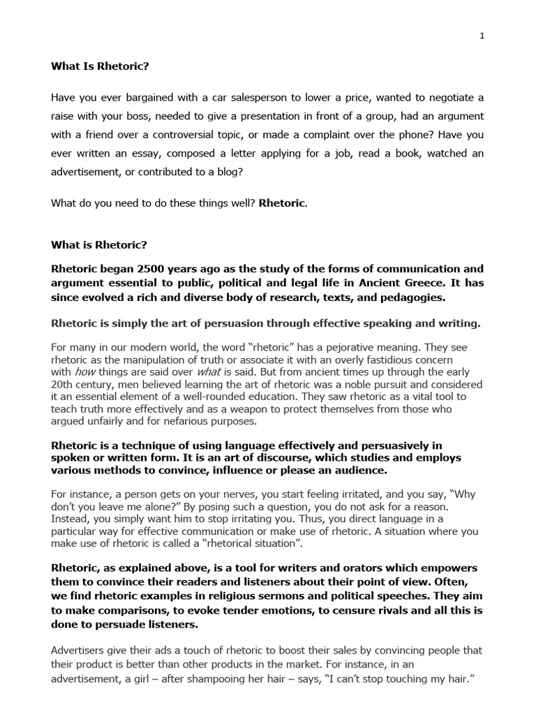 Understanding Rhetoric: The Art of Persuasion | PDF | Rhetoric | Fallacy