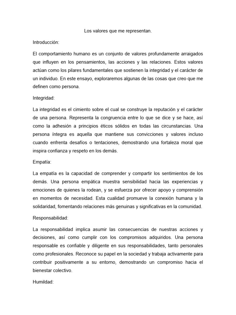 Los Valores Que Me Representan | Descargar gratis PDF | Empatía ...