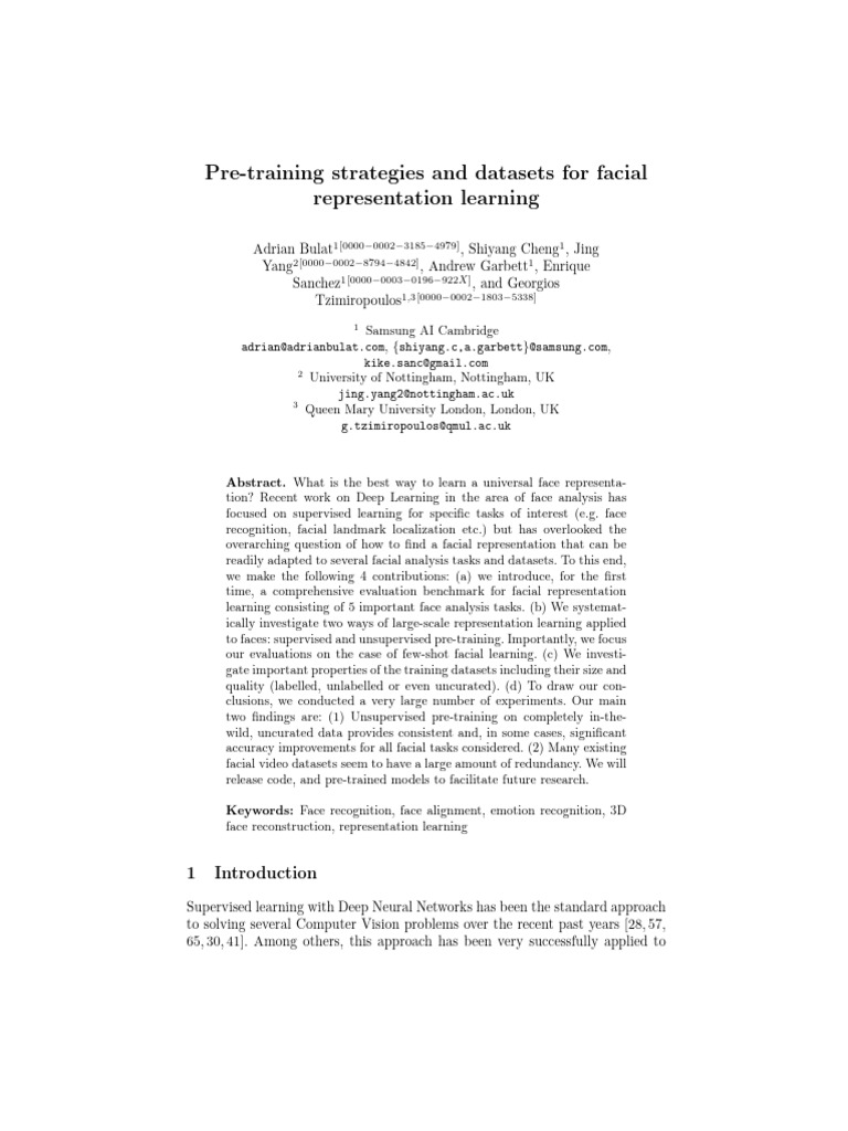 Face Representation Learning | PDF | Deep Learning | Cognitive Science