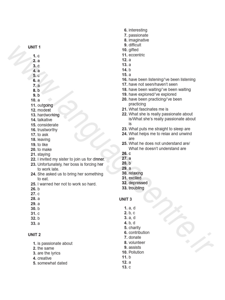 Summit 1 Answer Key Overview | PDF