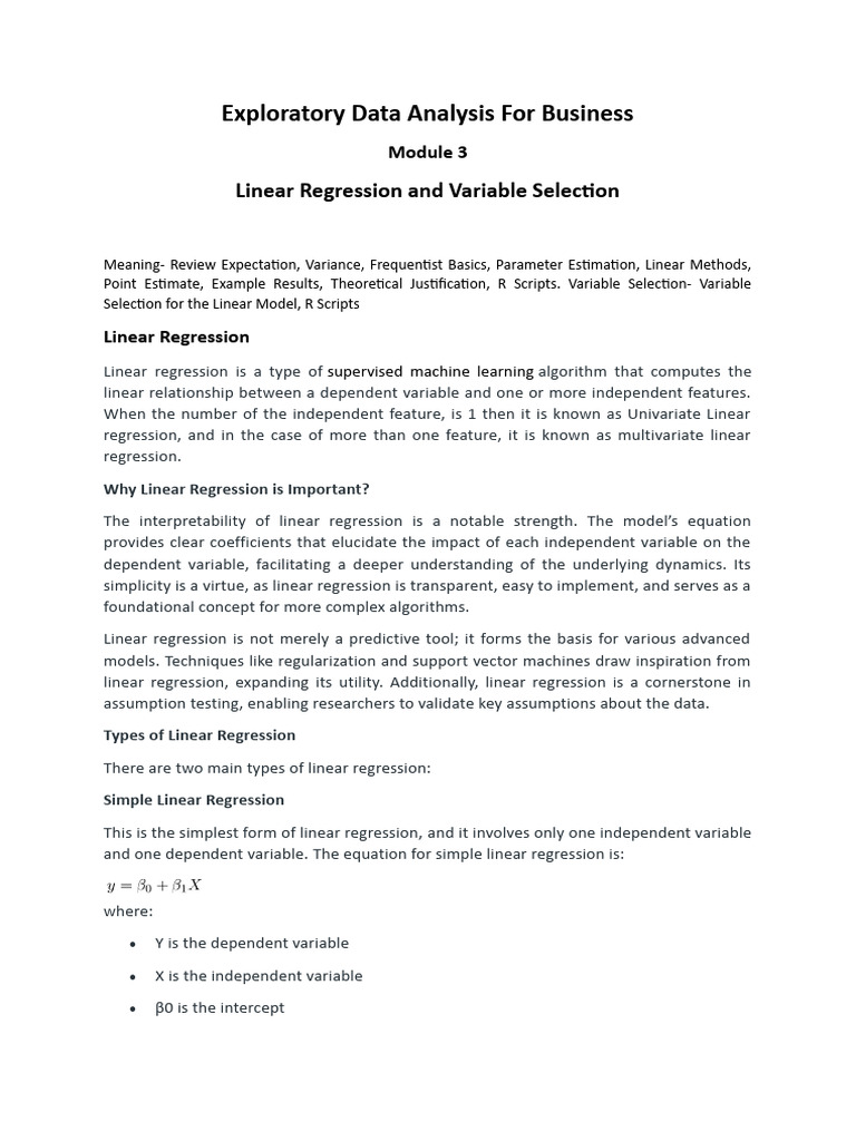 Linear Regression - Module 3 | PDF | Linear Regression | Estimator