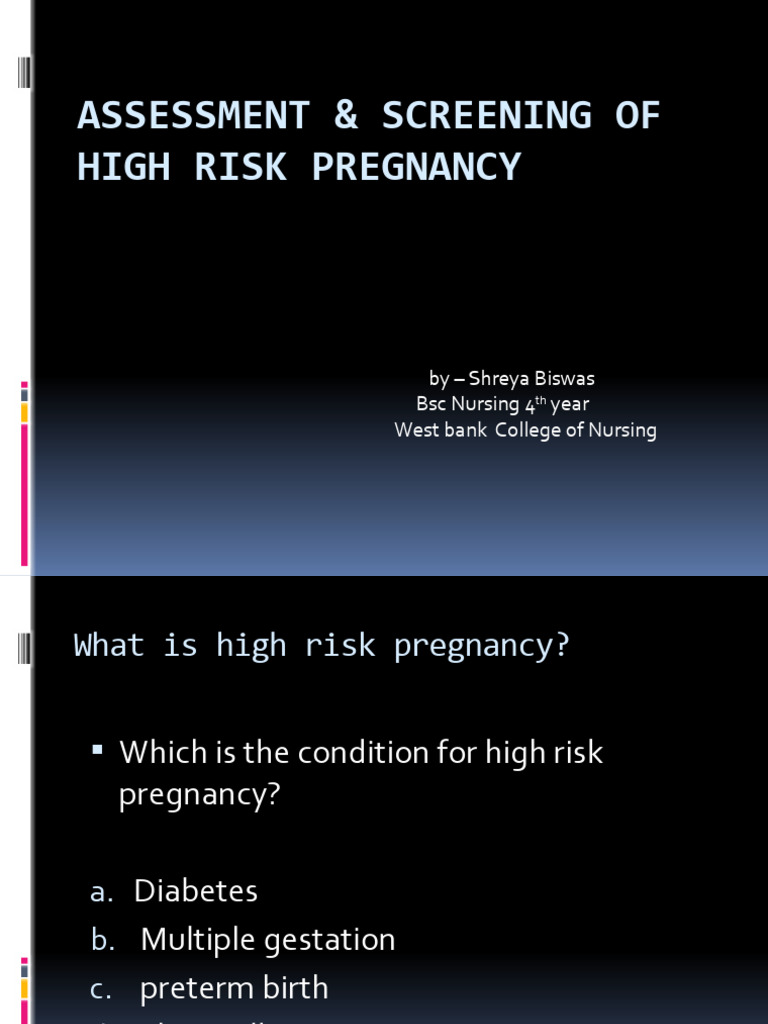 Assessment & Screening of High Risk Pregnancy | PDF | Motherhood ...