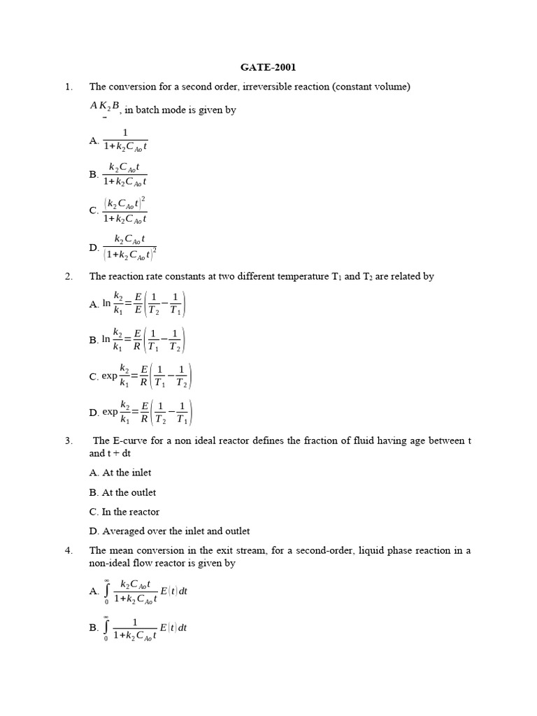 Chemical Reaction Engineering Concepts | PDF | Chemical Reactor ...