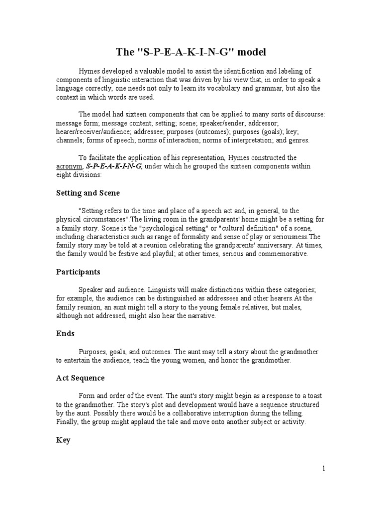 Speaking Model | PDF | Epistemology | Semiotics