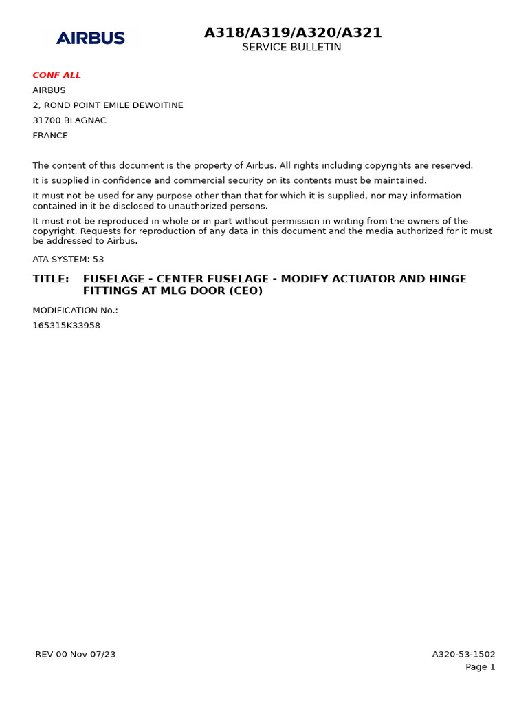 A318/A319/A320/A321: Service Bulletin | PDF | Aviation | Airbus