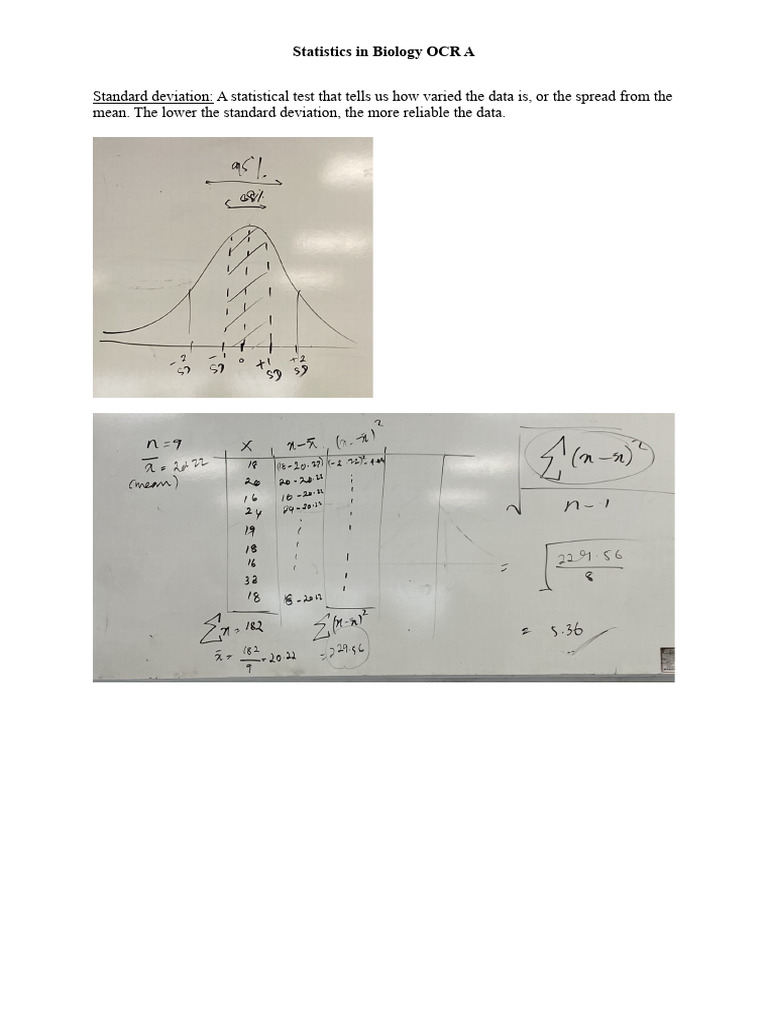 Statistics in Biology OCR A | PDF