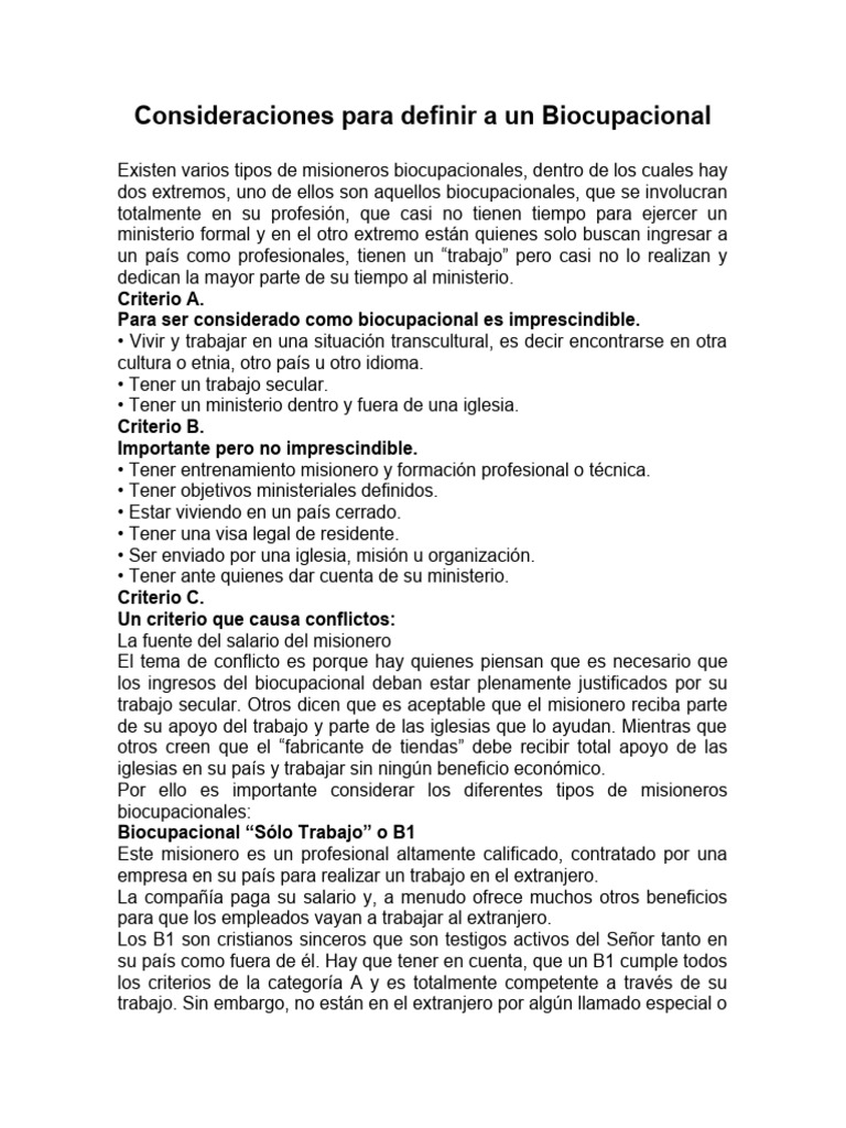 Consid P.definir Biocupagto.10 | PDF | Misionero | Salario