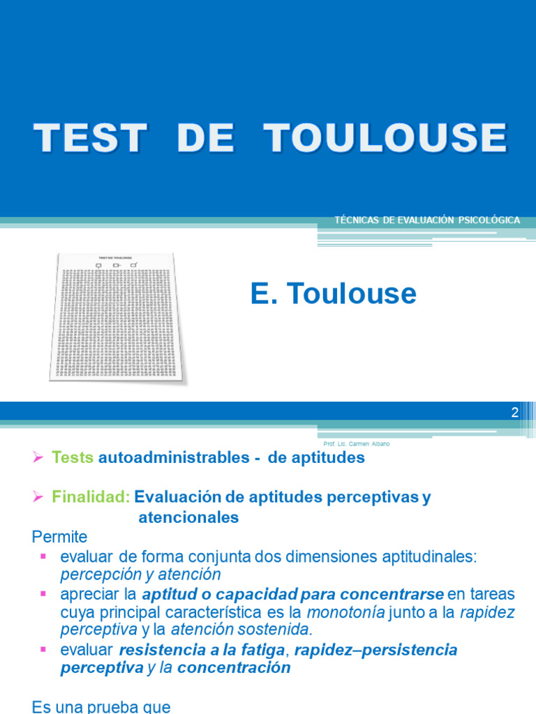 Test de Toulouse | PDF | Atención | Inteligencia