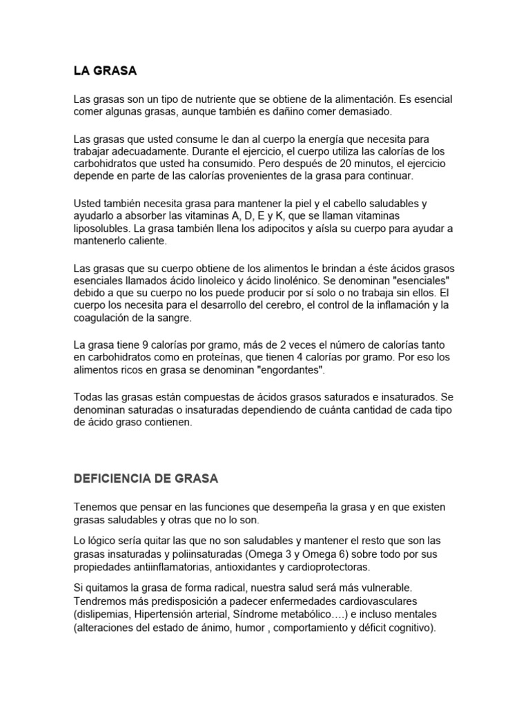 La Grasa | PDF | gordo | Grasa saturada