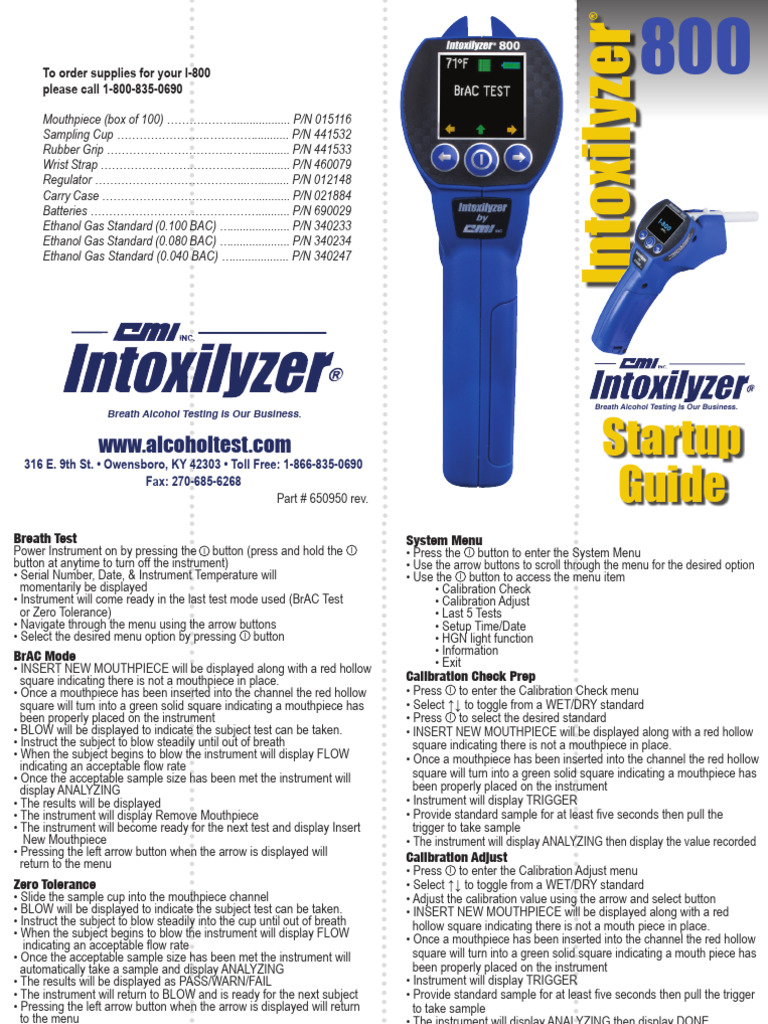 Guia de Uso Intoxilyzer-800 | PDF | Calibration | Equipment