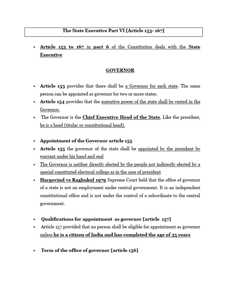Overview of State Executive Articles 153-167 | PDF | Oath Of Office ...