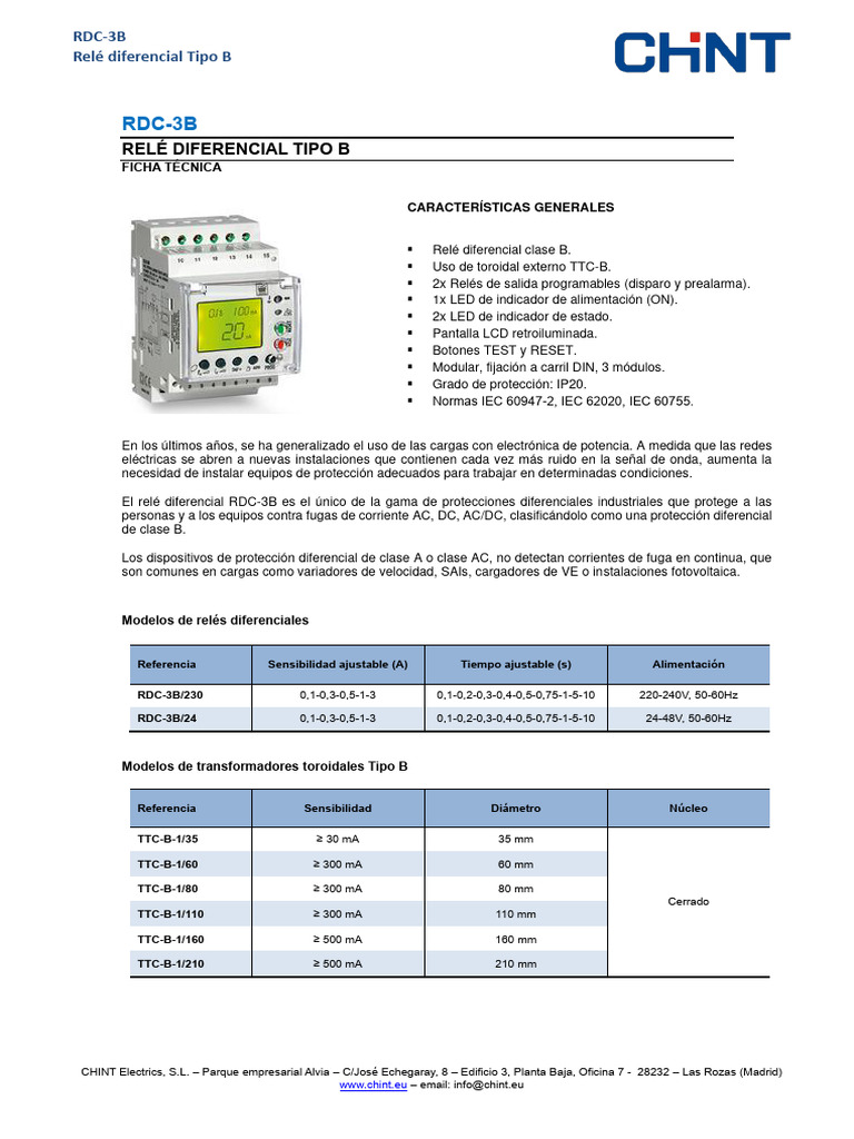 Ficha Chint Serie RDC03-B | PDF | Relé | Diodo emisor de luz