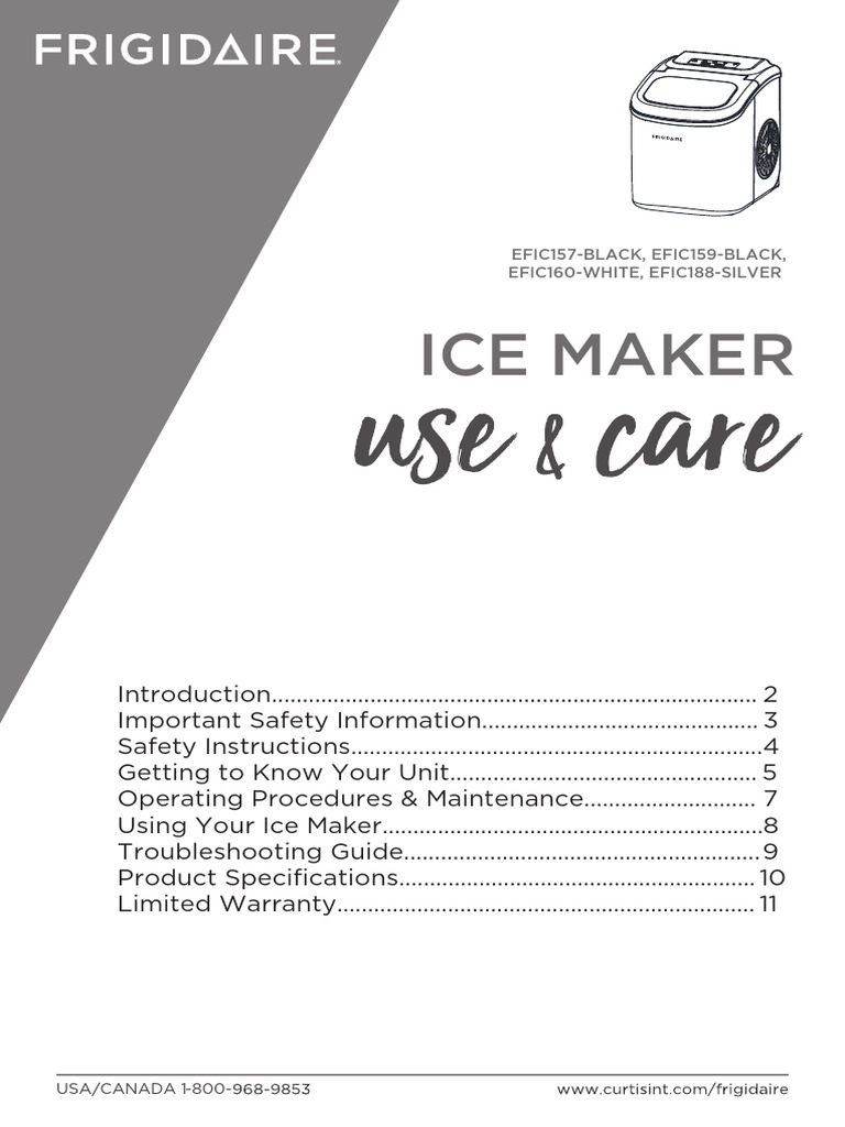 Frigidaire EFIC157 Ice Maker | PDF | Ac Power Plugs And Sockets | Ice