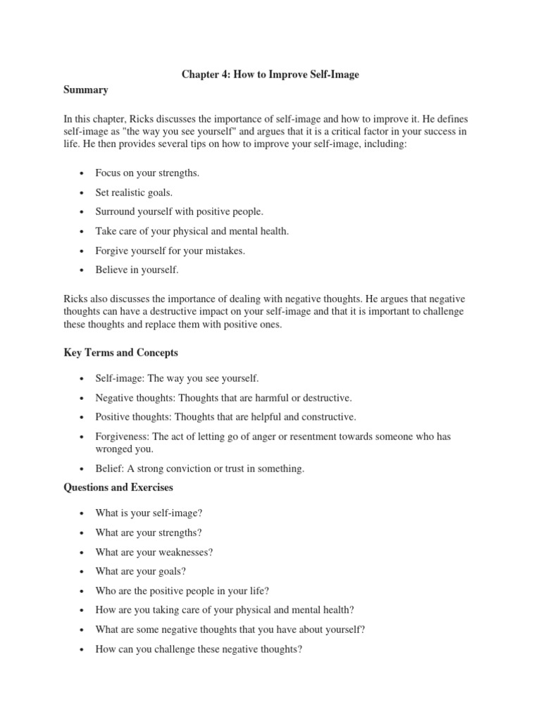Chapter 4 How to Improve Self-Image | PDF | Forgiveness | Thought