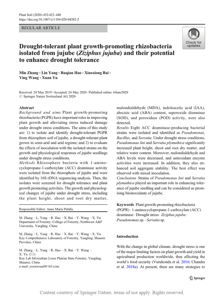 Drought-Tolerant Plant Growth-Promoting Rhizobacteria Isolated From ...