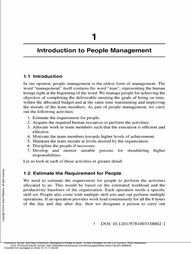 Managing of People at Work A New Paradigm For The ... - (1 Introduction ...