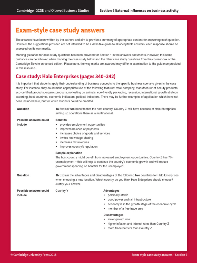 IGCSE-OL - Bus - Sec - 6 - Answers To Case Study - CB | Download Free ...