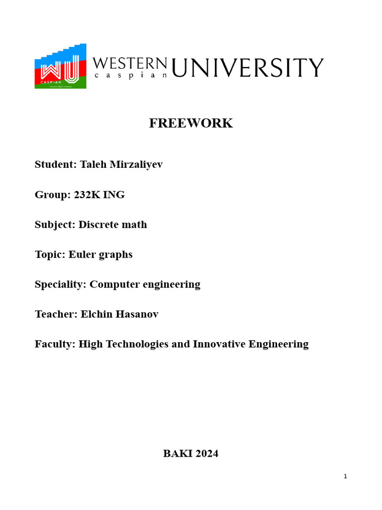 Taleh Mirzaliyev Discrete Math | PDF | Combinatorics | Theoretical Computer Science