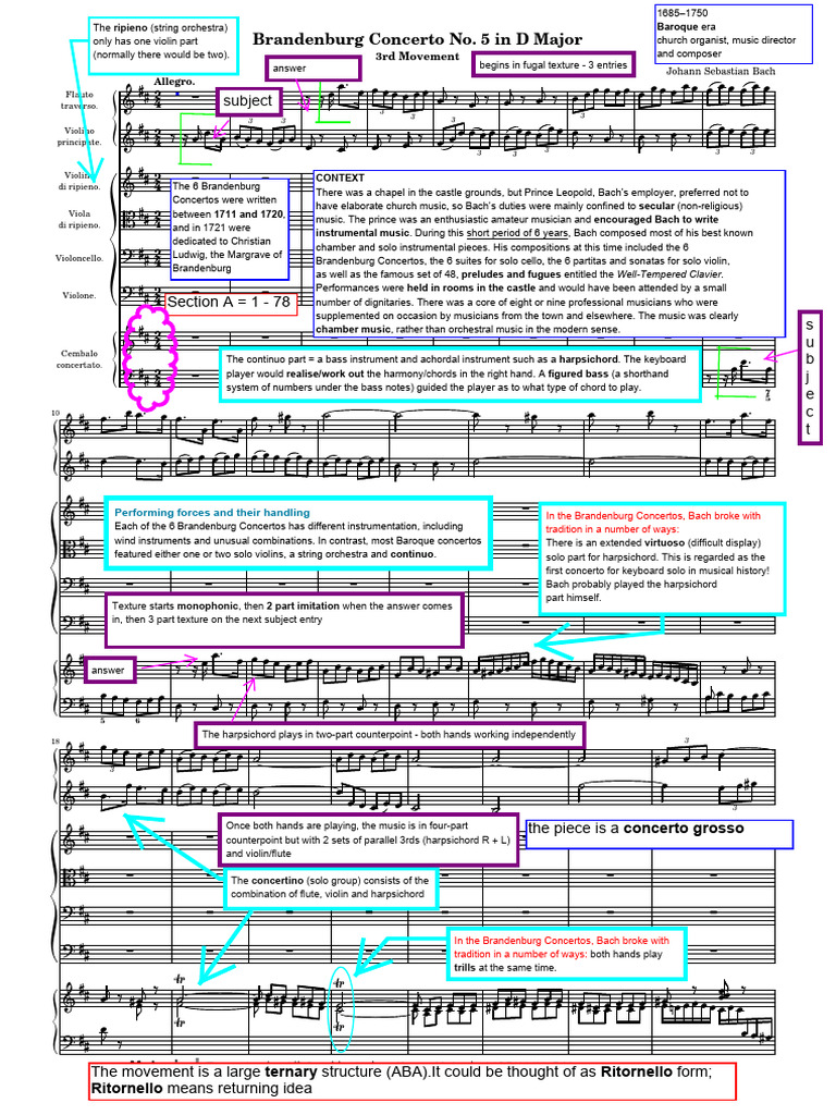 Brandenburg Concerto No. 5 Score | PDF | Johann Sebastian Bach | Concerto