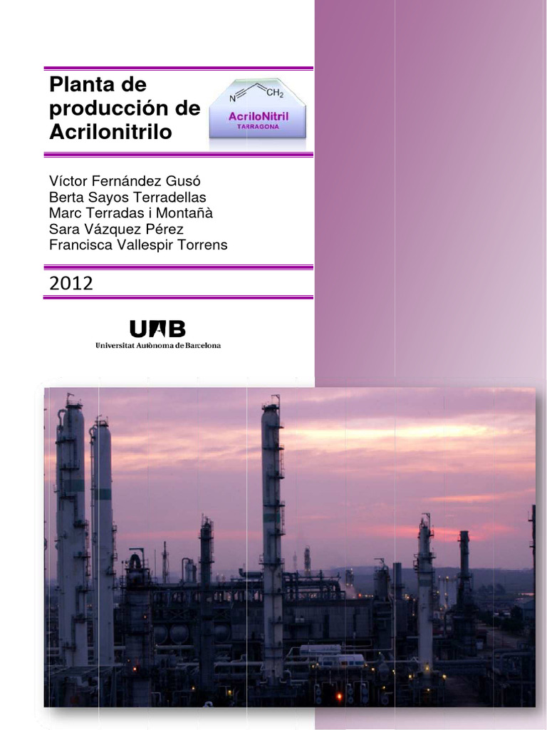Planta de Acrilonitrilo | PDF | Cianuro | Catálisis