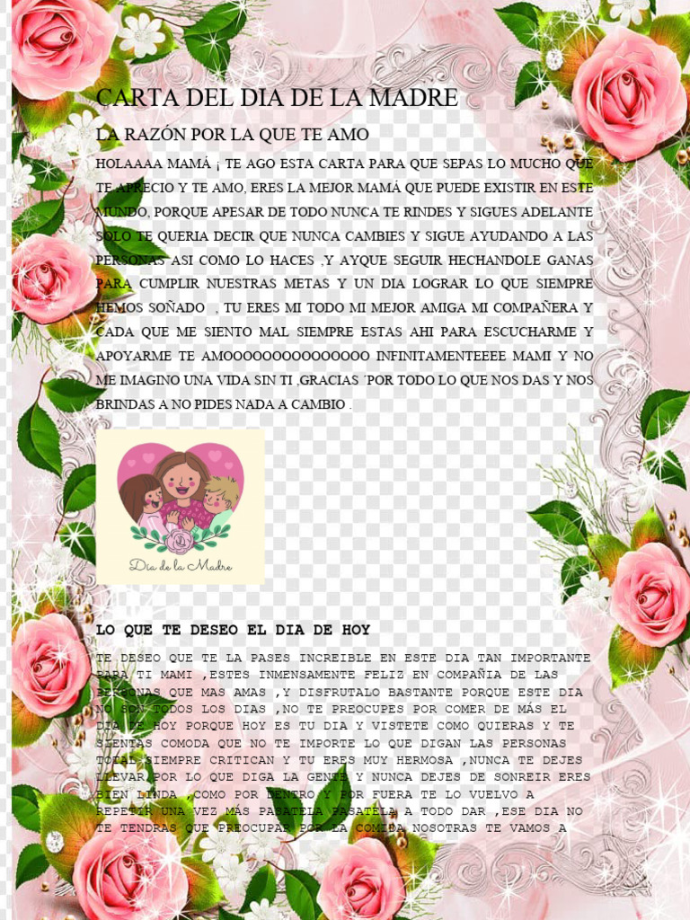 Carta Del Dia de La Madre | PDF | Cocina, comidas y vino | Relaciones ...