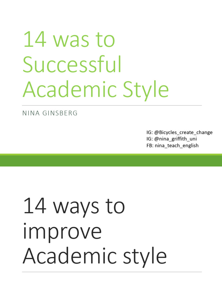 14 Ways To Successful Academic Style | PDF | Adverb | Verb