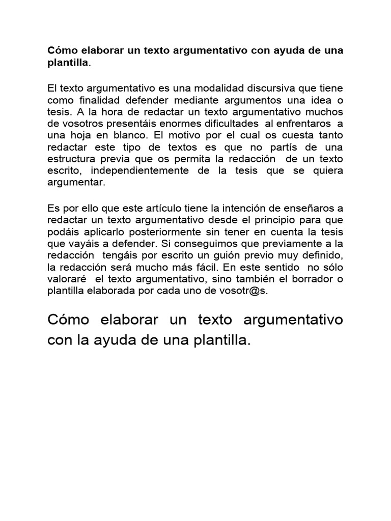 Cómo Elaborar Un Texto Argumentativo | PDF
