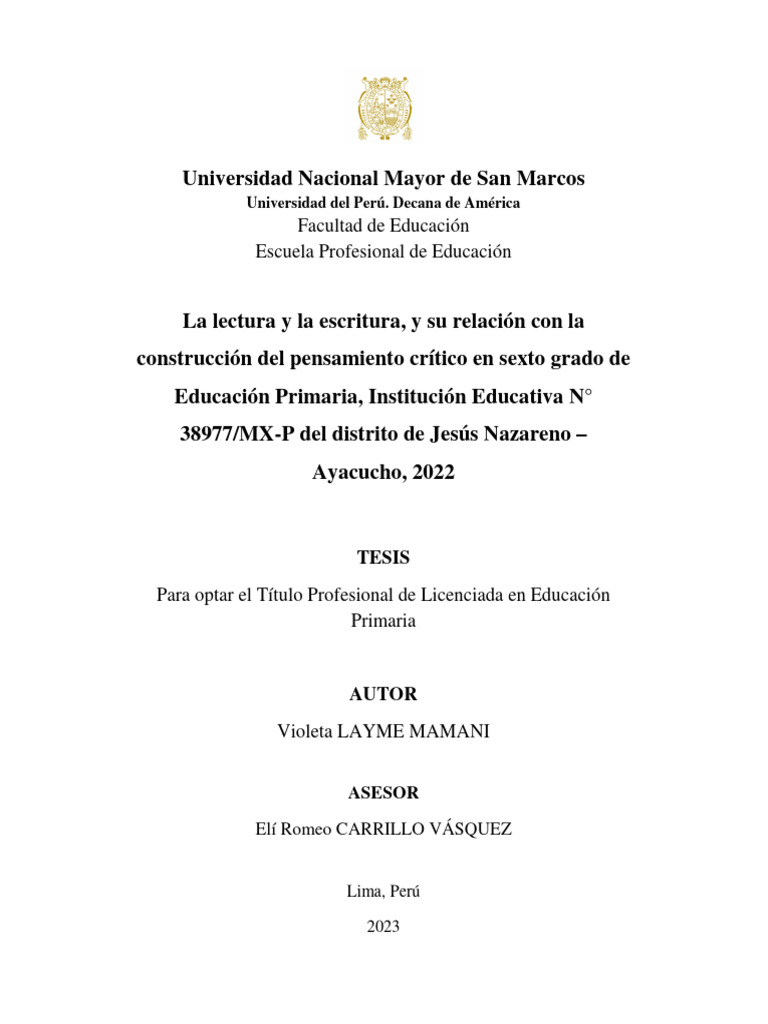 Layme MV | PDF | Pensamiento | Pensamiento crítico