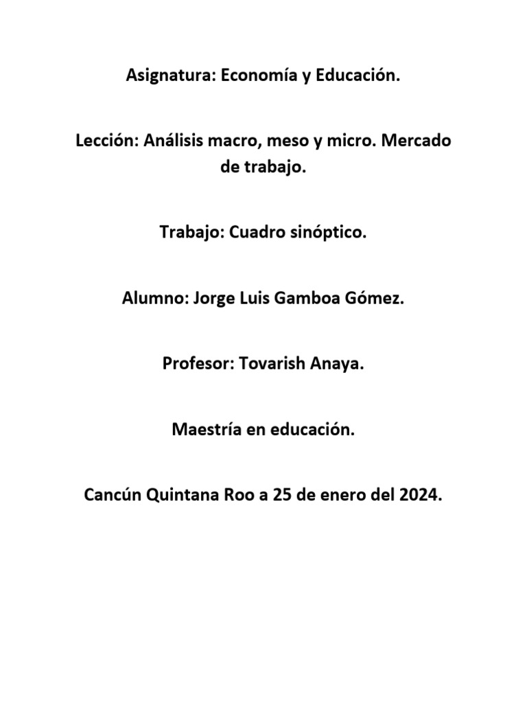 Análisis de macro, meso y microeconomía | PDF | Macroeconómica ...