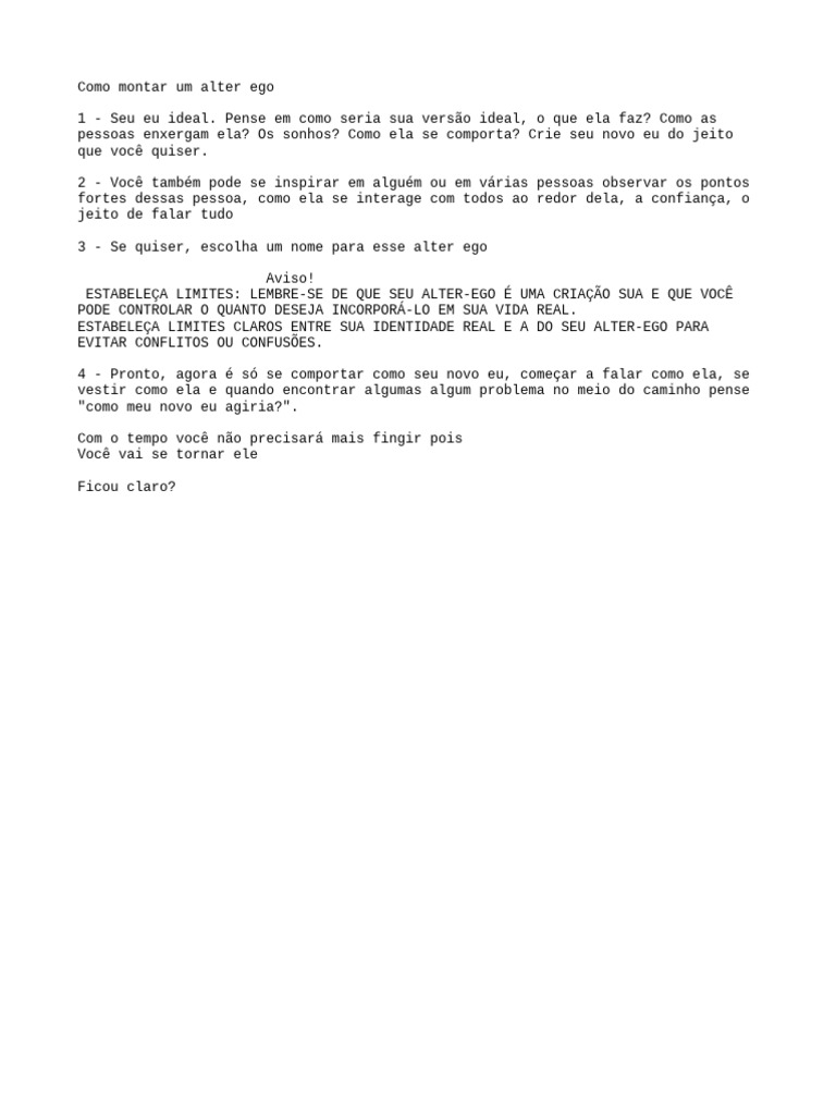 Aprenda A Montar Seu Alterego | PDF | Autoajuda